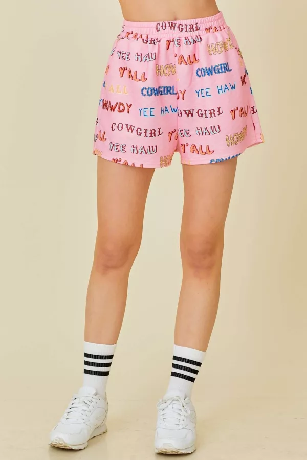 Wholesale Howdy Wording Print Rhinestone Trim quilted Pants - Mainstrip