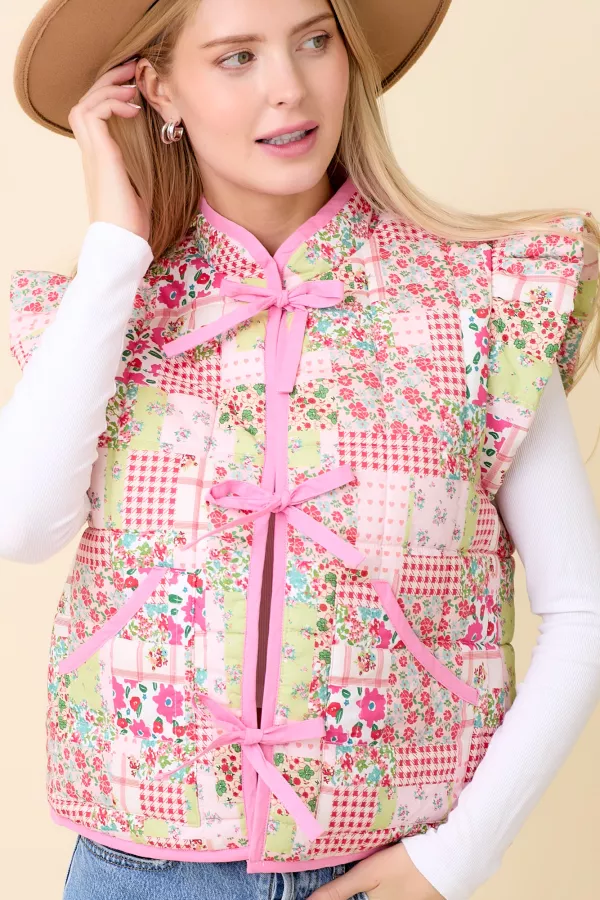 Wholesale Patchwork Printed Quilted Vest - Mainstrip
