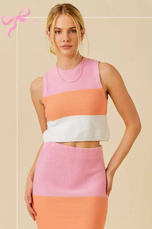 Wholesale COLOR BLOCK KNIT TOP - Mainstrip